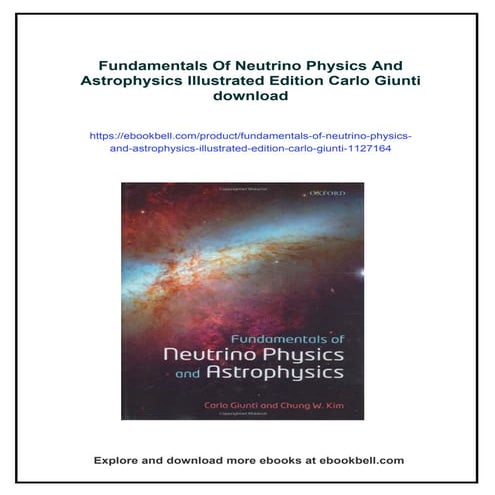 Fundamentals Of Neutrino Physics And Astrophysics Illustrated Edition Carlo Giunti | PDF