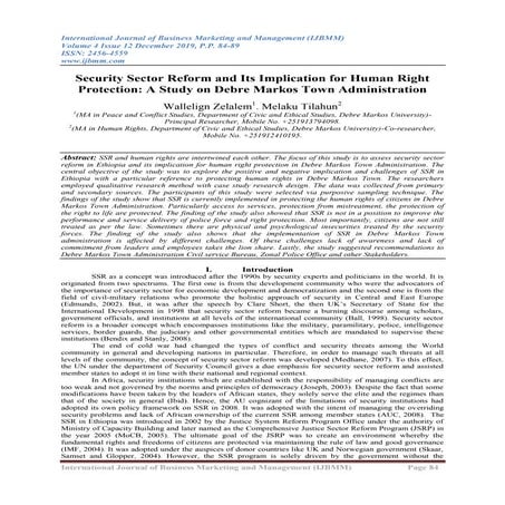 Security Sector Reform and Its Implication for Human Right Protection ...