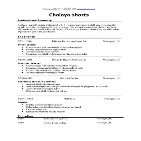 child care chalaya | DOCX