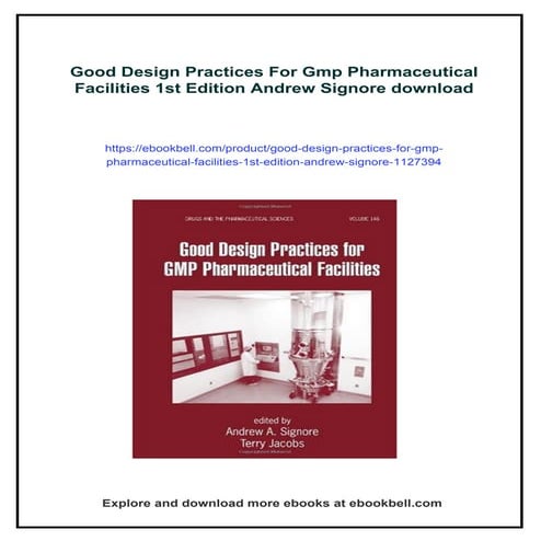 Good Design Practices For Gmp Pharmaceutical Facilities 1st Edition ...