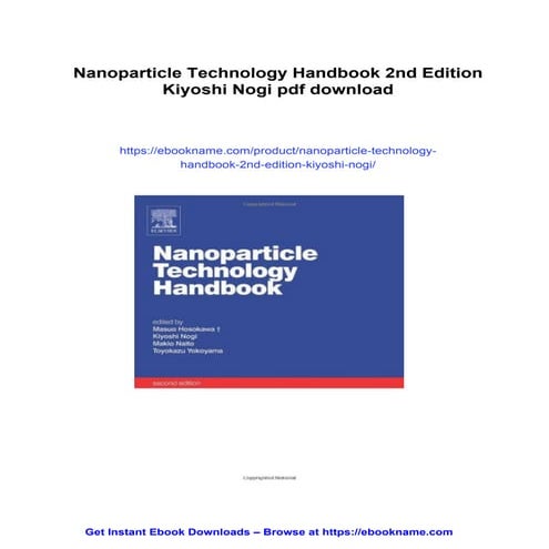 Nanoparticle Technology Handbook 2nd Edition Kiyoshi Nogi | PDF