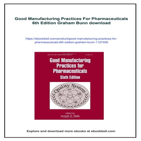 Good Manufacturing Practices For Pharmaceuticals 6th Edition Graham ...