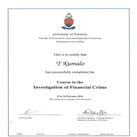 Investigation of Financial Crime Certificate | PDF