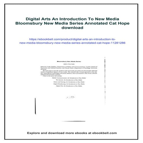 Digital Arts An Introduction To New Media Bloomsbury New Media Series ...