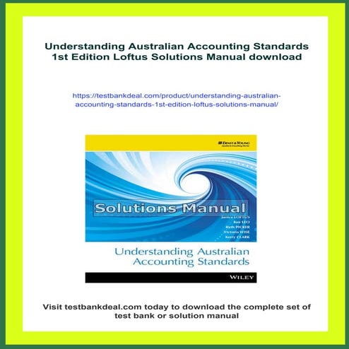 Understanding Australian Accounting Standards 1st Edition Loftus ...