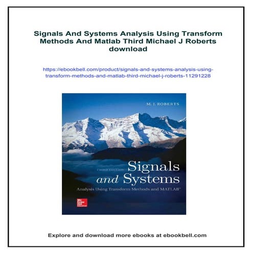 Signals And Systems Analysis Using Transform Methods And Matlab Third Michael J Roberts | PDF