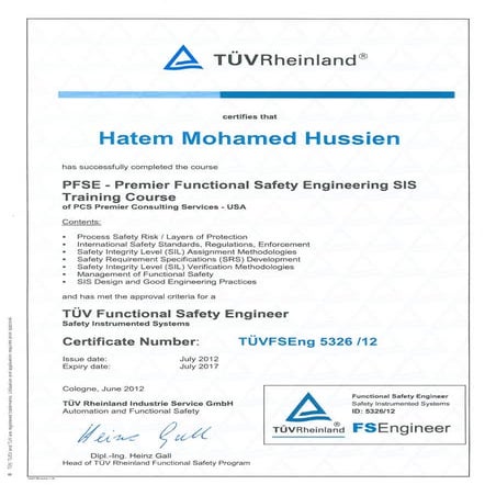 TUV FS Engineer Certificate | PDF