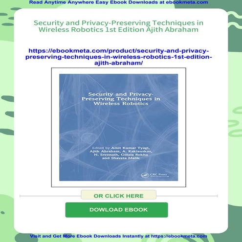 Security and Privacy-Preserving Techniques in Wireless Robotics 1st Edition Ajith Abraham | PDF