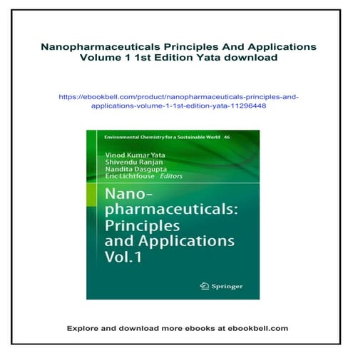 Nanopharmaceuticals Principles And Applications Volume 1 1st Edition Yata | PDF