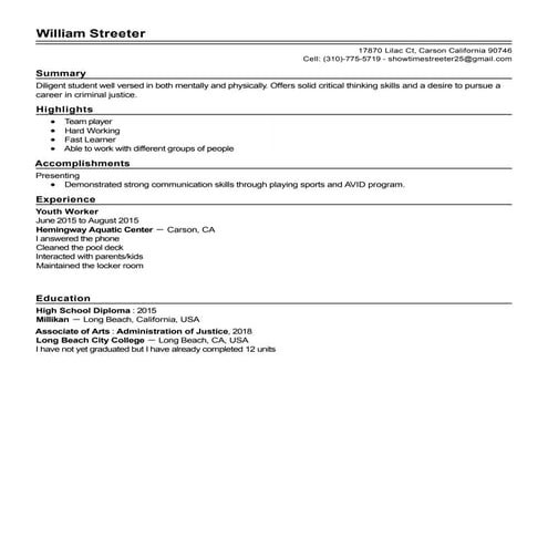William Streeter Resume 1 | PDF