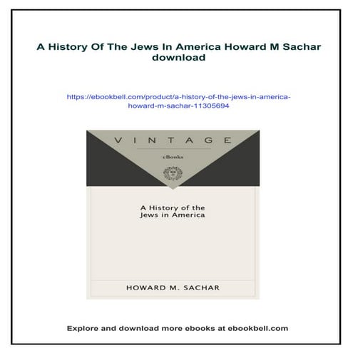 A History Of The Jews In America Howard M Sachar | PDF