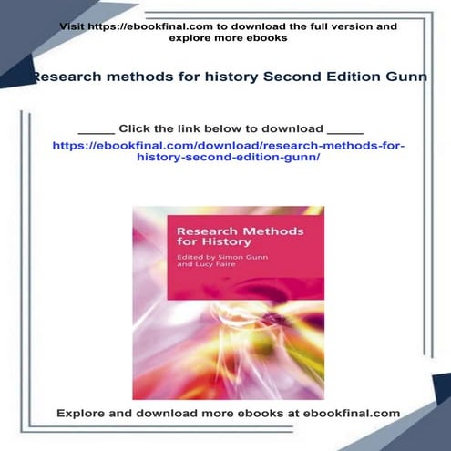 Research methods for history Second Edition Gunn | PDF