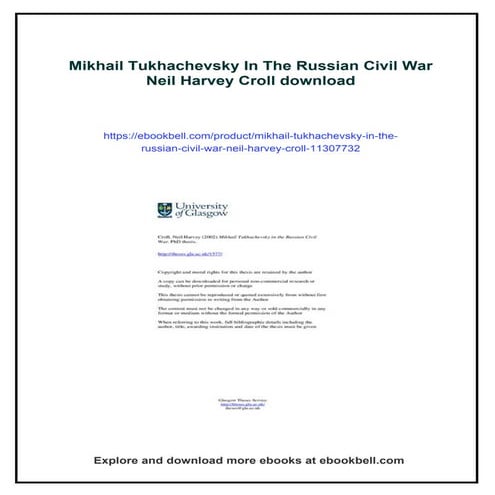 Mikhail Tukhachevsky In The Russian Civil War Neil Harvey Croll | PDF