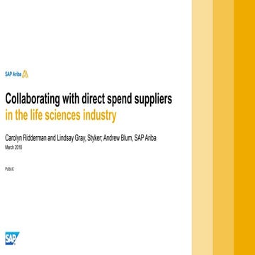 Collaborating with Direct Spend Suppliers in the Life Sciences Industry ...
