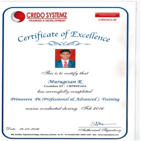 Murugesan R P6 Certificate Pdf