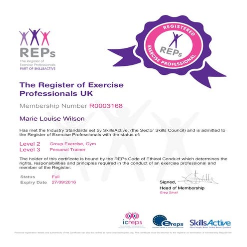 REPS CERT SEPT 2015 | PDF