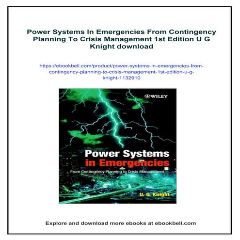 Power Systems In Emergencies From Contingency Planning To Crisis ...