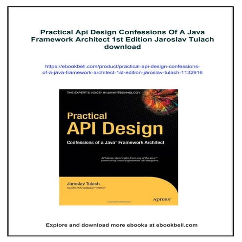 Practical Api Design Confessions Of A Java Framework Architect 1st Edition Jaroslav Tulach | PDF