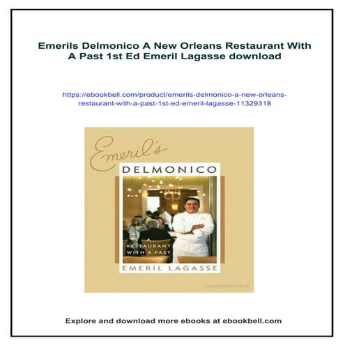 Emerils Delmonico A New Orleans Restaurant With A Past 1st Ed Emeril ...