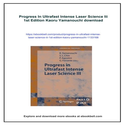 Progress In Ultrafast Intense Laser Science Iii 1st Edition Kaoru ...