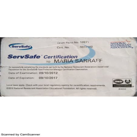 ServSafe Certification | PDF