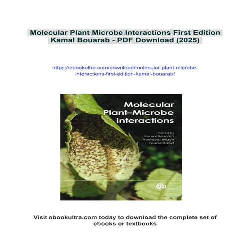Molecular Plant Microbe Interactions First Edition Kamal Bouarab | PDF