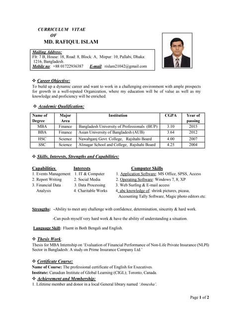 Final Cv With Photo | DOC