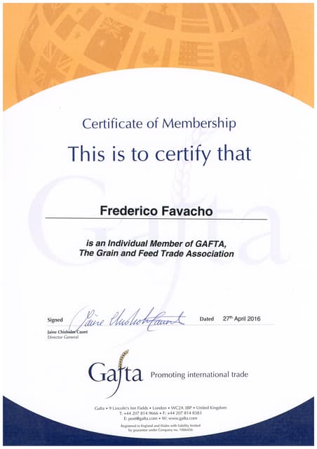 Membership Certificate 2016-17 - FOSFA | PDF