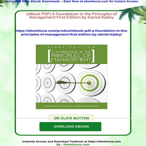 (eBook PDF) A Foundation in the Principles of Management First Edition ...