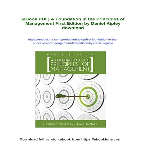 (eBook PDF) A Foundation in the Principles of Management First Edition ...
