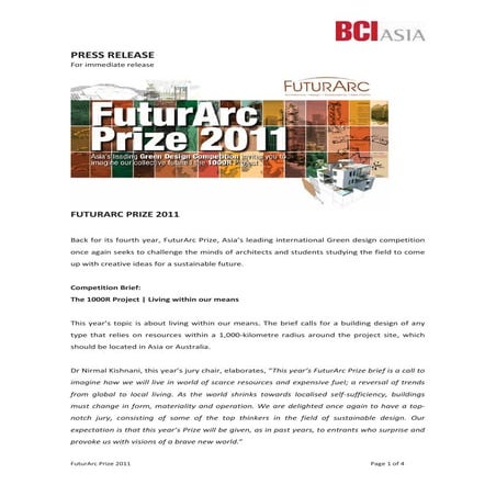 2010 10 Media Release_FuturArc Prize 2011 | PDF
