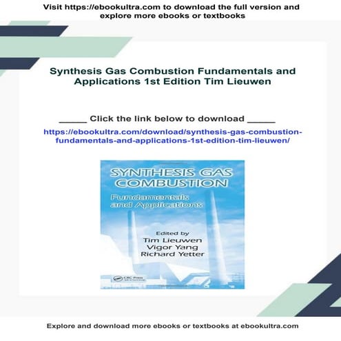 Synthesis Gas Combustion Fundamentals and Applications 1st Edition Tim ...