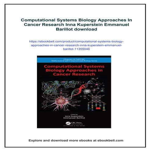 Computational Systems Biology Approaches In Cancer Research Inna Kuperstein Emmanuel Barillot | PDF