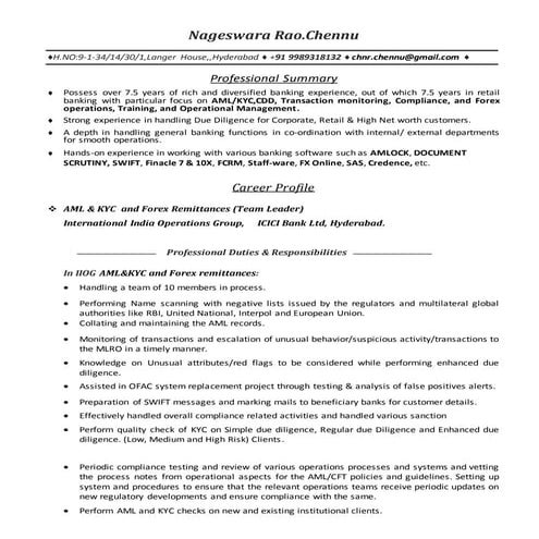 Resume_Aml Kyc | DOCX