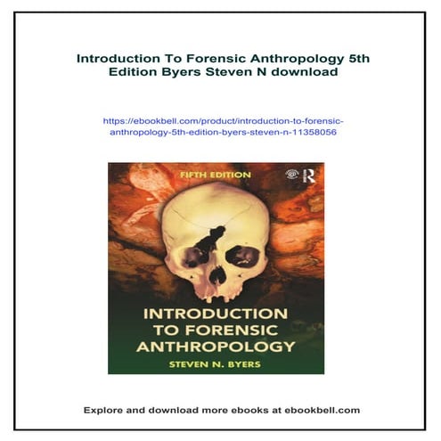Introduction To Forensic Anthropology 5th Edition Byers Steven N | PDF