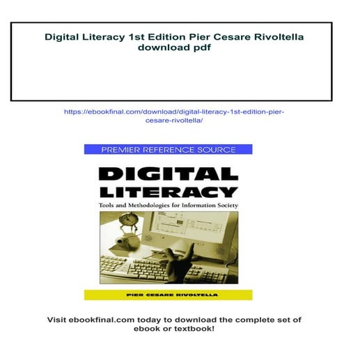 Digital Literacy 1st Edition Pier Cesare Rivoltella | PDF