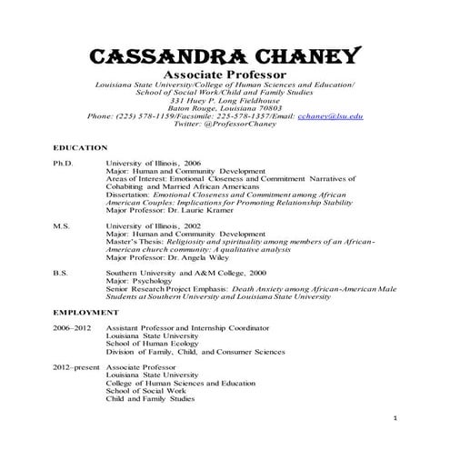 Cassandra Chaney Vita - (Fall 2016) | PDF