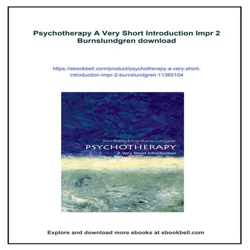 Psychotherapy A Very Short Introduction Impr 2 Burnslundgren | PDF
