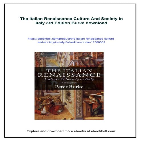 The Italian Renaissance Culture And Society In Italy 3rd Edition Burke ...