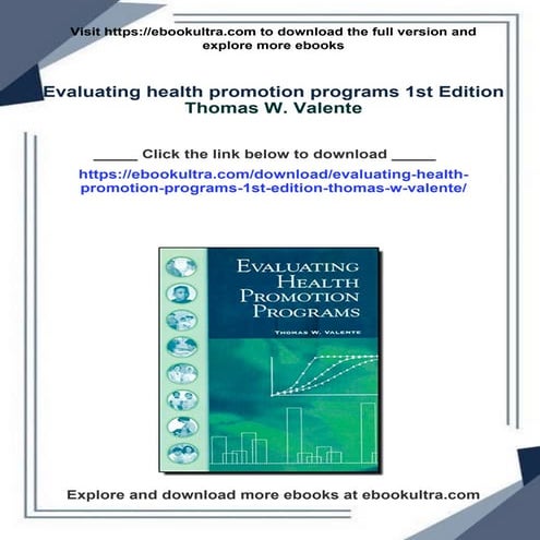Evaluating health promotion programs 1st Edition Thomas W. Valente | PDF