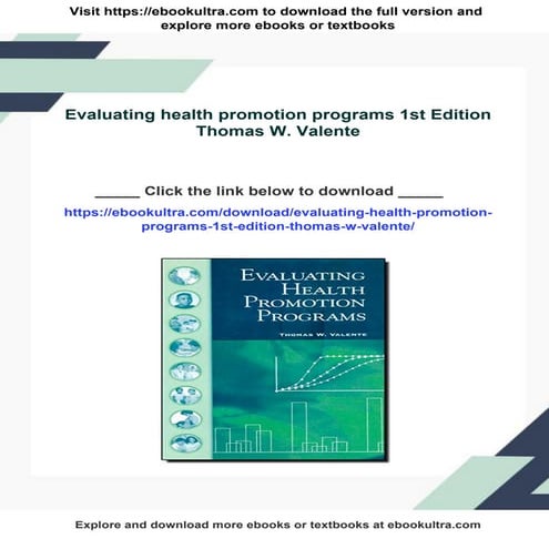 Evaluating health promotion programs 1st Edition Thomas W. Valente | PDF