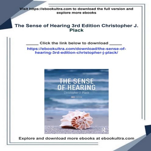 The Sense of Hearing 3rd Edition Christopher J. Plack | PDF