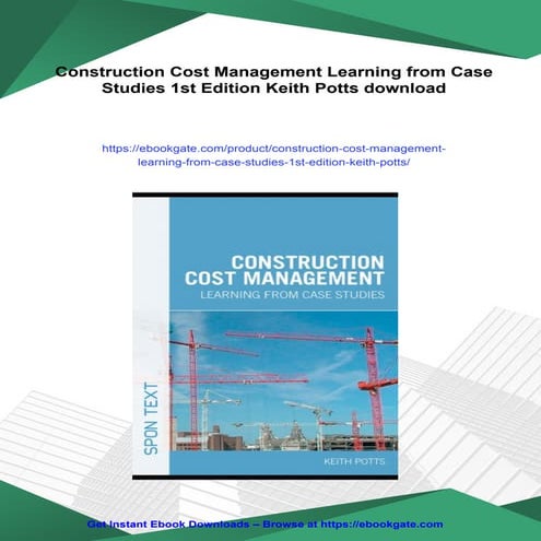 Construction Cost Management Learning from Case Studies 1st Edition ...