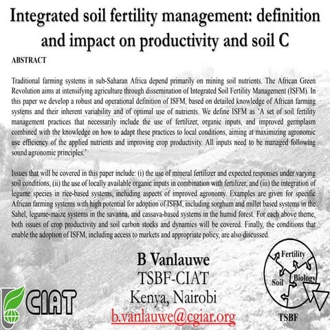 Integrated soil fertility management: definition and impact on productivity and soil C | PDF