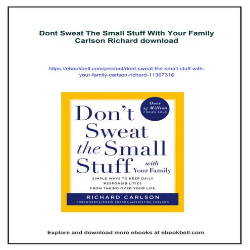Dont Sweat The Small Stuff With Your Family Carlson Richard | PDF