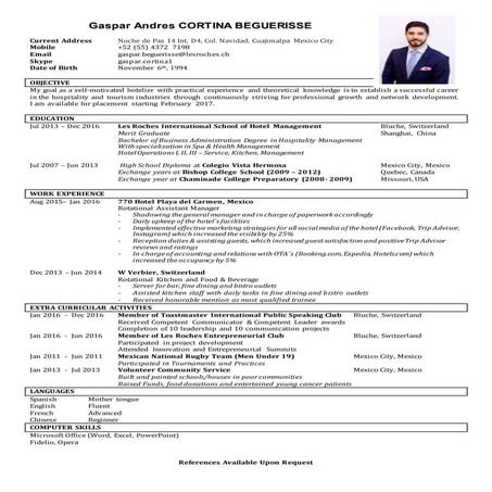 Les Roches - Gaspar Cortina CV 2017 | PDF