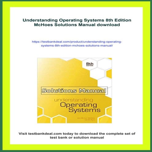 Understanding Operating Systems 8th Edition McHoes Solutions Manual | PDF