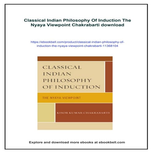 Classical Indian Philosophy Of Induction The Nyaya Viewpoint ...
