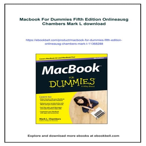 Macbook For Dummies Fifth Edition Onlineausg Chambers Mark L | PDF