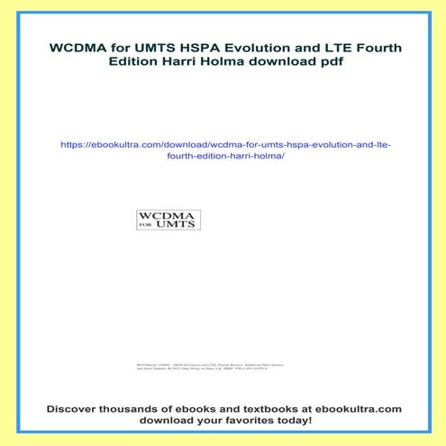 WCDMA for UMTS HSPA Evolution and LTE Fourth Edition Harri Holma | PDF
